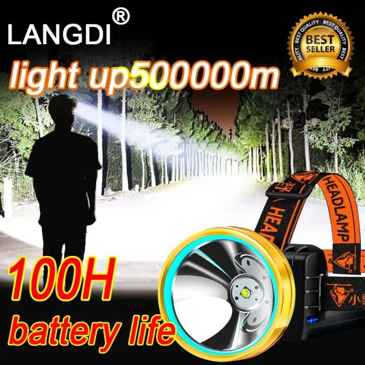 Light up 100000 meters🌞LANDI Headlight flashlight waterproof 300 hours ...