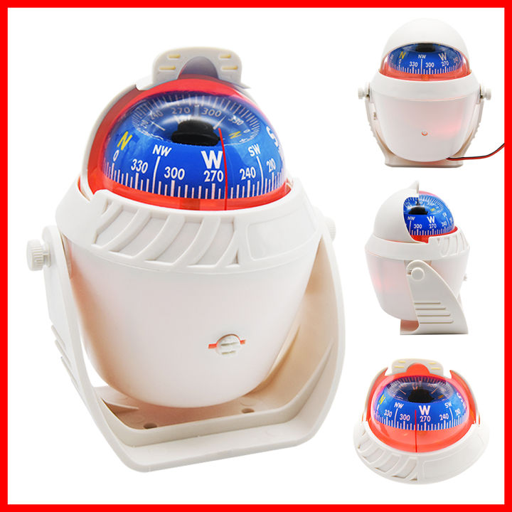 Waterproof Navigation Compass With Electronic LED Light White/Black Sea ...