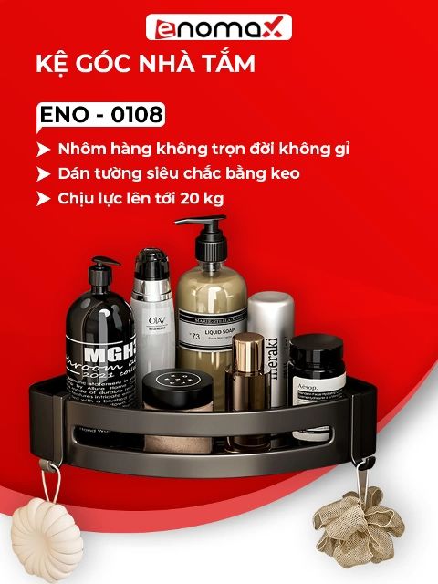 Kệ góc nhà tắm Enomax dán tường bằng keo hoặc ốc vít | Lazada.vn