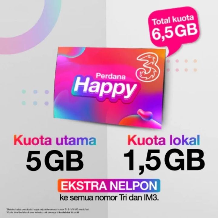 KARTU PERDANA TRI THREE 5GB MURAHH FRESH | Lazada Indonesia