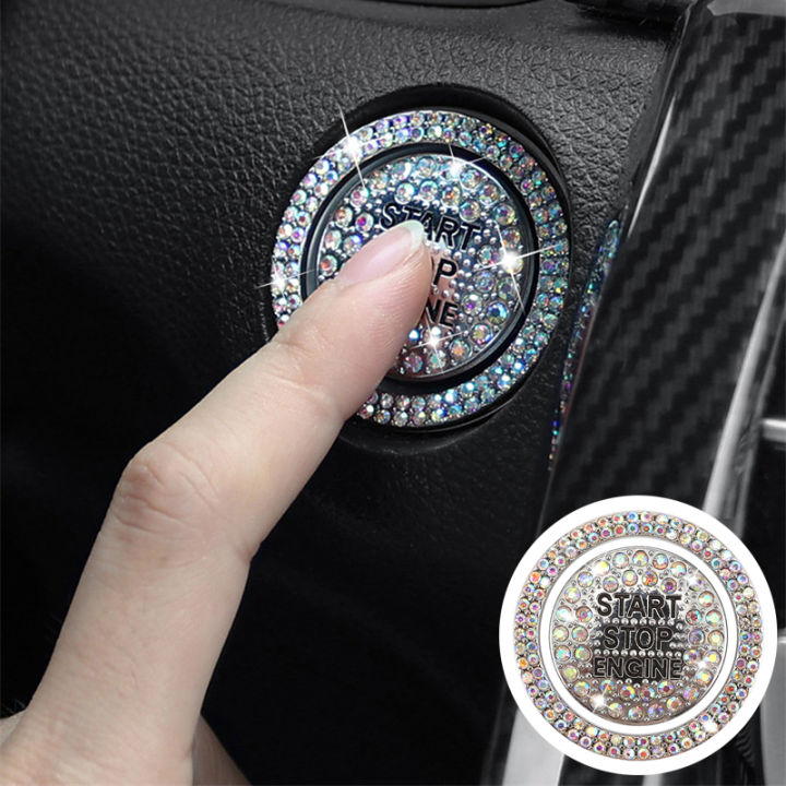Car Start Switch Button Auto Decorative Diamond Stickers Rhinestone ...