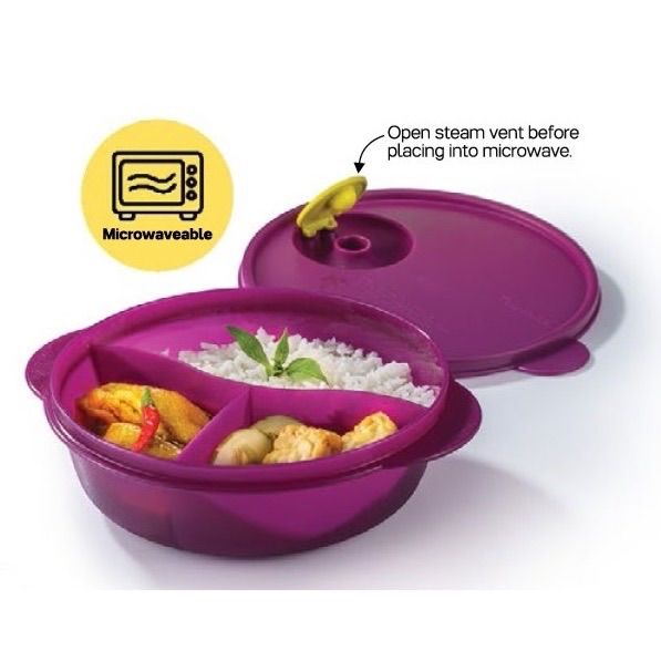 Tupperware Crystalwave Divided Dish 900ml (1)/ Bekas makanan/ Lunch box ...