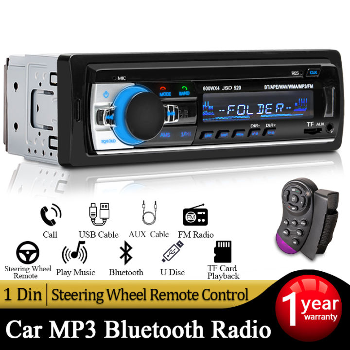 Car Radio 1 din Stereo Player Digital Bluetooth MP3 Player 60Wx4 FM ...