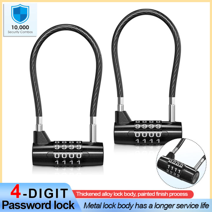 Combination Padlock,4 Digit Combination Lock,Waterproof Cable Lock,Gate ...