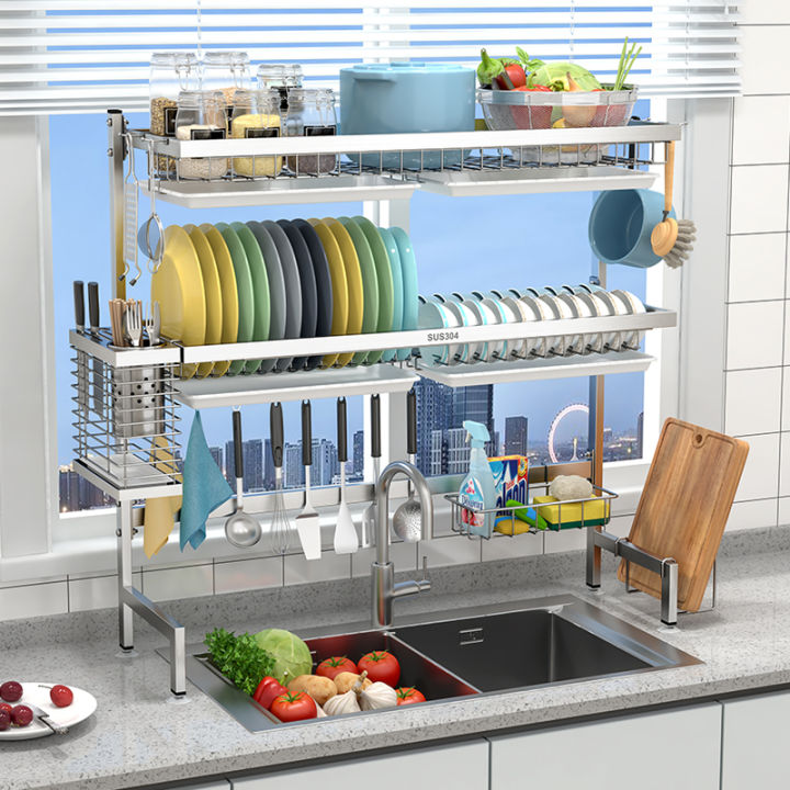Multi-Functional Kitchen Sink Dish Drainer Rack 304 Stainless Steel ...