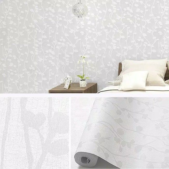 Wallpaper Dinding Polos Sticker Dinding Polos Putih Bertekstur Salur ...