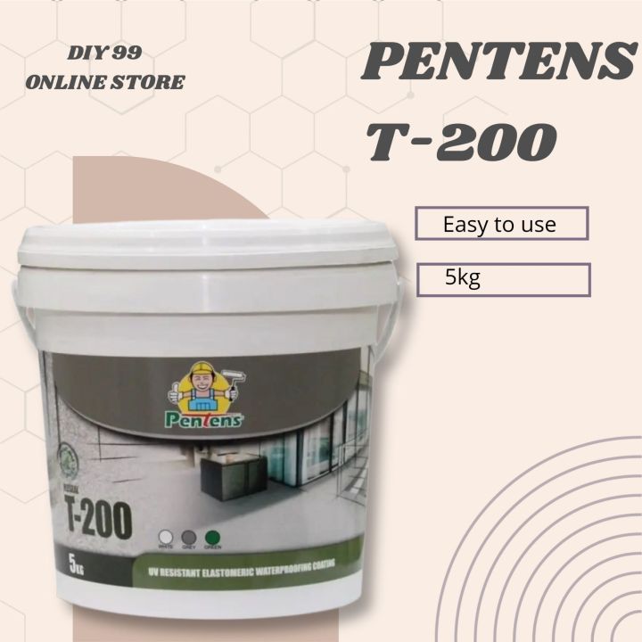 5KG PENTENS T-200 UV Resistant Elastomeric Waterproofing Coating T200 (White / Grey) | Lazada