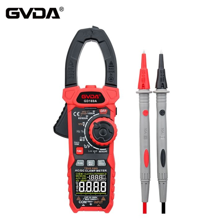 GVDA Digital Clamp Meter Multimeter Auto Range True RMS NCV DC AC VFD ...