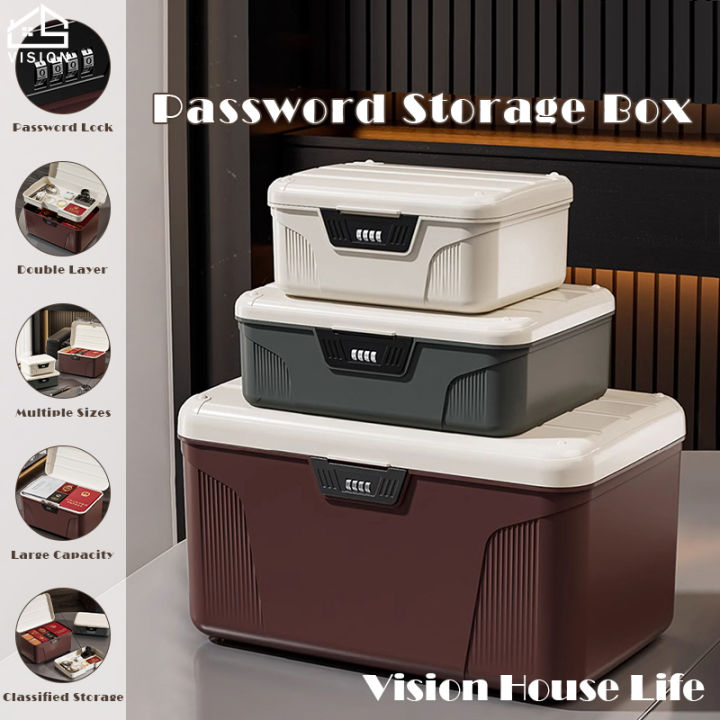 Vision Double Layer Storage Box with Lock Privacy File Document Storage ...