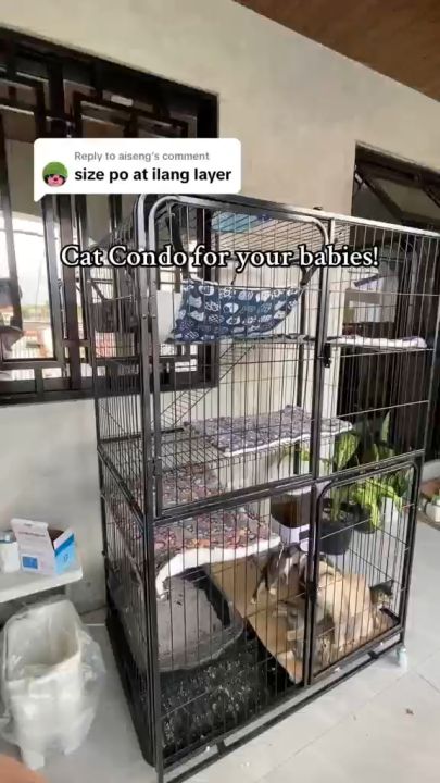 Cat Cage Villa Large Space 4 Layer Pet Cage Foldable Sturdy Pet ...