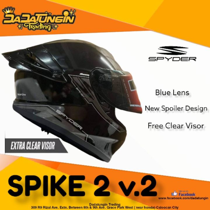 SPYDER Spike 2 v.2 PD Fullface Helmet w/ Free Clear Visor and Spoiler ...