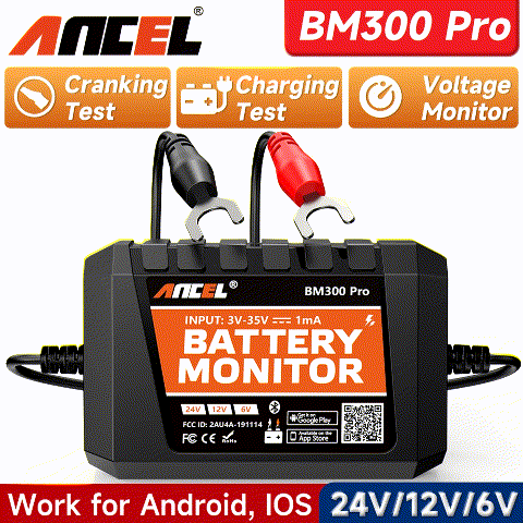 【2024 New 】ANCEL BM300 Pro Battery Monitor 24V Battery Tester 12V SOH ...