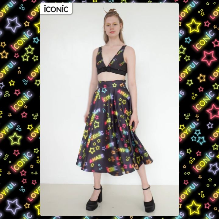 iCONiC BLACK CHIRPY TOP #7211 เสื้อครอปบรา ผ้ายืด พิมพ์ลาย เสื้อโยคะ ...