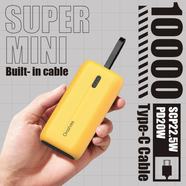 Orashare O10m 10000mAh Power Bank Built-in Cable 22.5W Super Fast ...