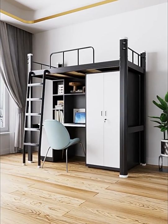 【COD】Loft bed up and down table combination student dormitory bed with ...