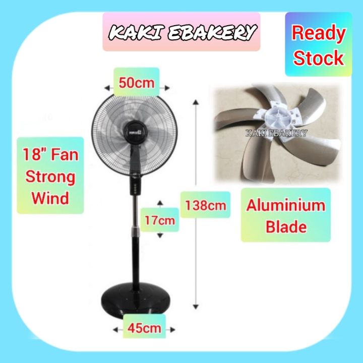18 Inches 4 Speed Super Strong Wind Stand Fan Timer 1 Hr/Kipas Berdiri ...