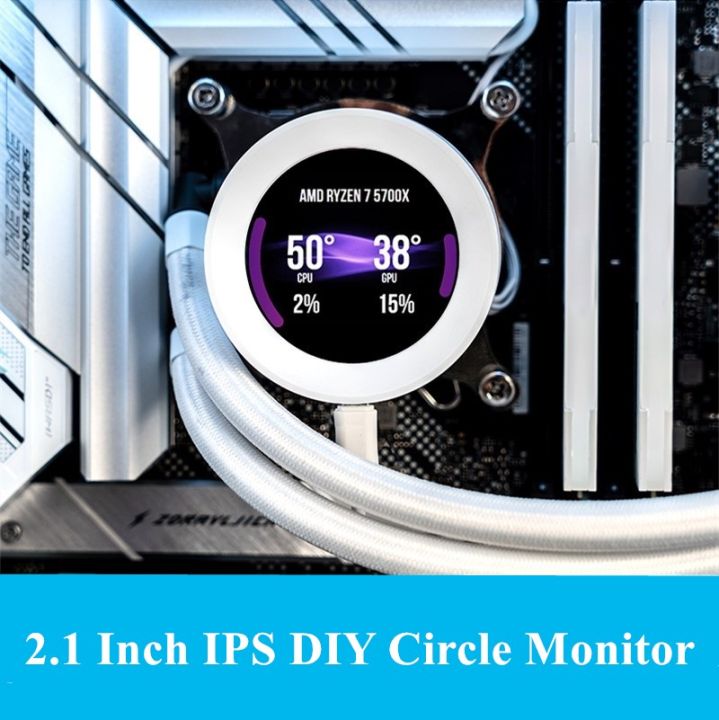 2.1 Inch IPS Round Screen Dynamic Display Temperature AIDA64 Circle ...