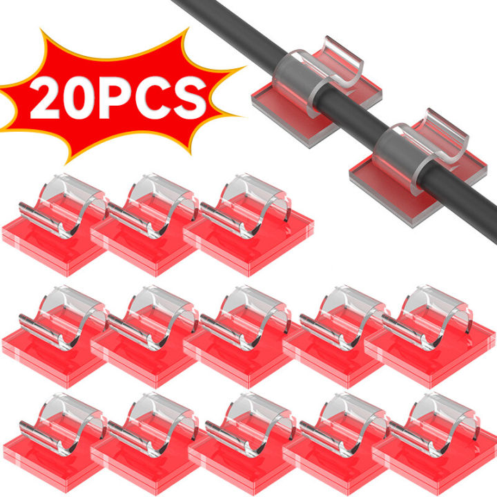20Pcs Self-adhesive Cable Organizer USB Wire Tie Clips Headphone Phone ...