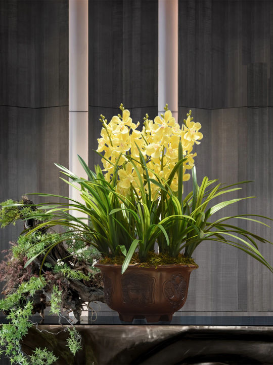 High-End Orchid Artificial Flowers Purple Sand Orchid Potted Chinese ...