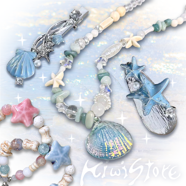 Beach Holiday Polarized Shell Starfish Necklace Clip Cute Duckbill Clip ...