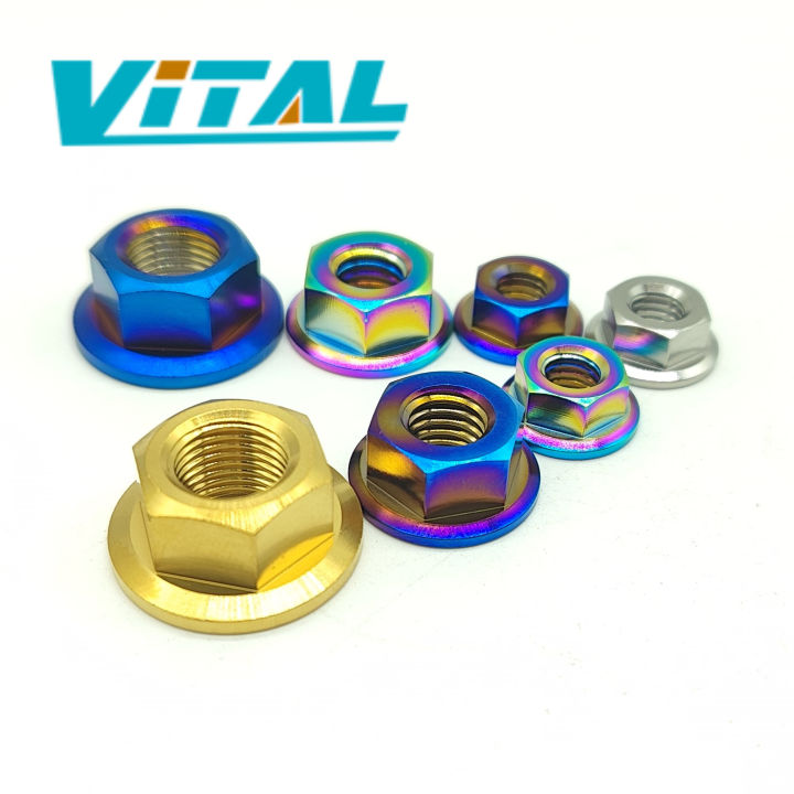 1pc Vitaltitanium Titanium Nuts M5/M6/M8/M10/M12/M14 Flange Hex Nut ...