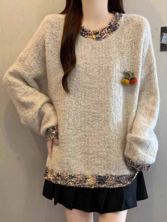 AIYITI | เสื้อคลุมไหมเงางาม คอปก สเวตเตอร์ถัก | Lazada.co.th