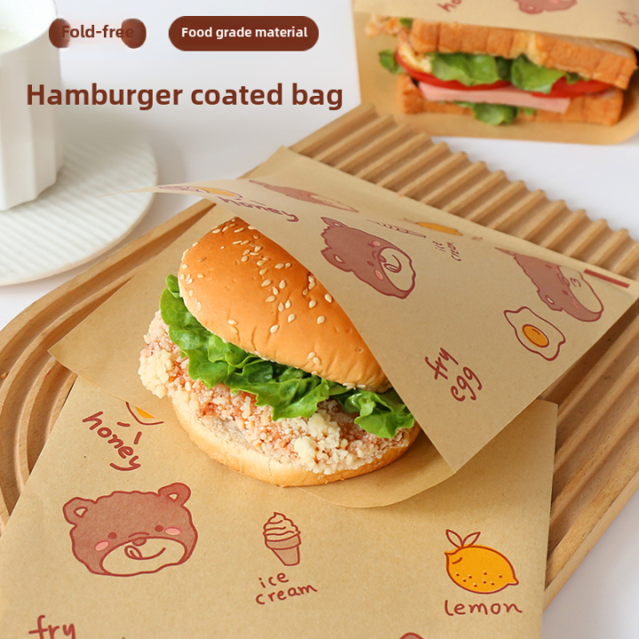Hamburger Paper Packaging Bags Rice Ball Sandwich Food Grade Oil-Proof ...