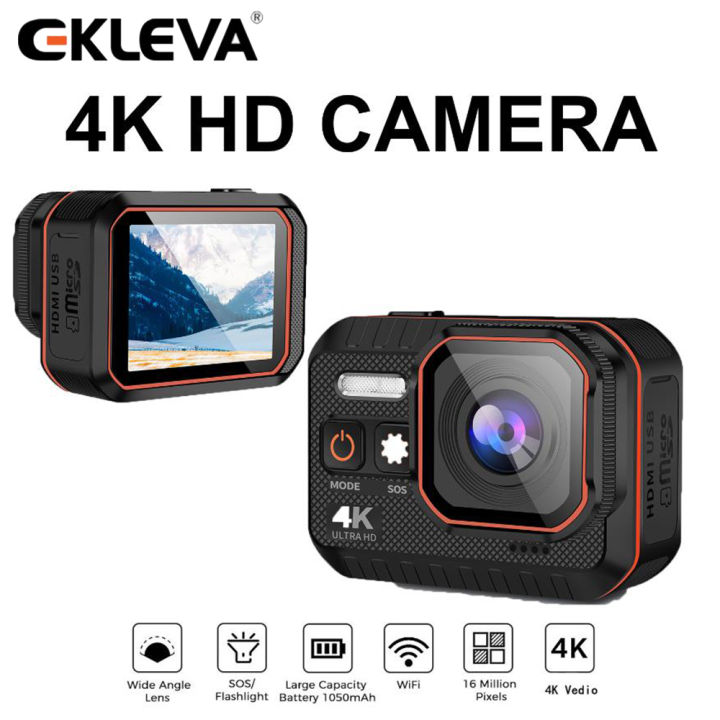 EKLEVA Action Camera HD with Remote Control Screen Waterproof Sport 4K ...