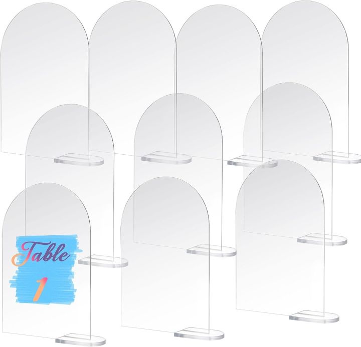 Acrylic Sign Clear Arch Sign with Stand Blank Name Signs DIY Arch Table ...