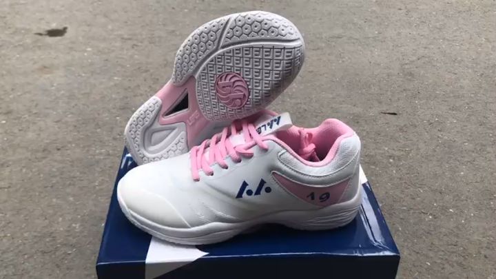 Giày cầu lông, bóng chuyền Nữ Lefus L019 màu trắng hồng Đế Kep Cao Su ...