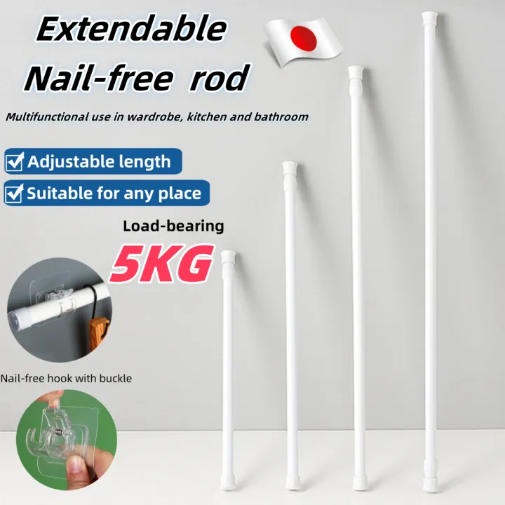 Adjustable Telescopic Rod Curtain Extendable Nail Free Rod Shower ...