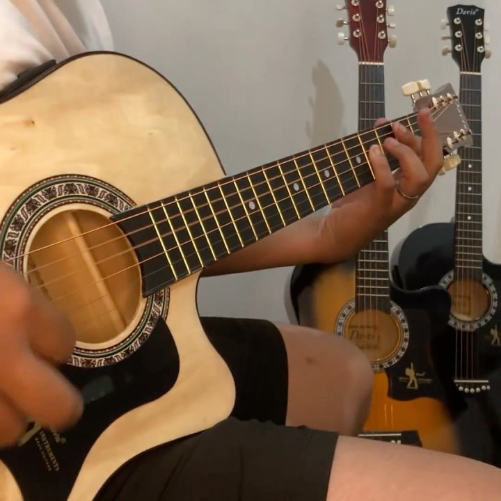 Davis Acoustic Guitar JG38 w/ Bag,Capo,Strings,Pick - Glossy Natural ...