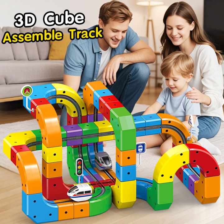 Magic Rail Car Cube Toys for Kids DIY Assembly Magic Electronic Track ...