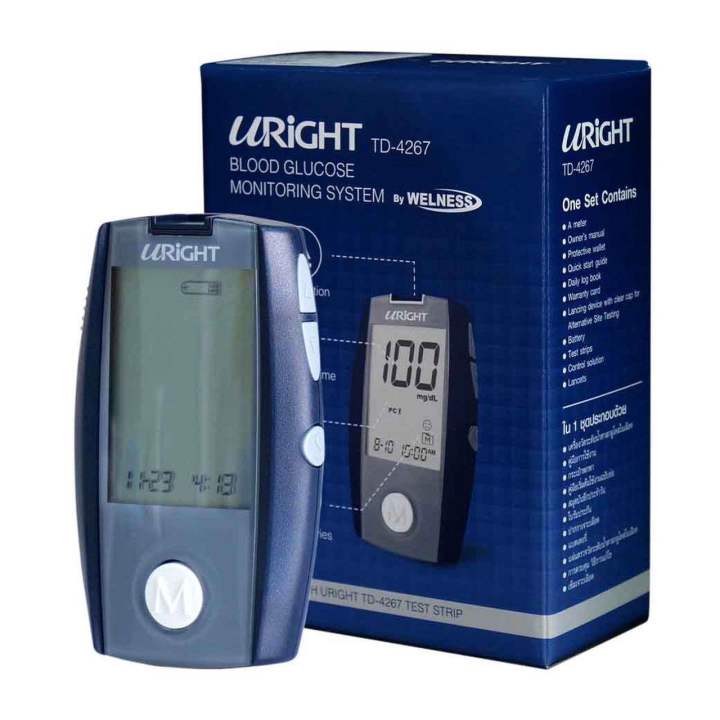 WELNESS URIGHT TD-4267 เครื่องวัดน้ำตาลในเลือด Blood Glucose Monitoring System Meter Glucometer ...
