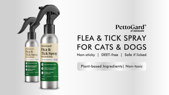 PettoGard Flea & Tick Spray + Flea & Tick Foam Shampoo For Cats & Dogs (Flea & Tick Control ...