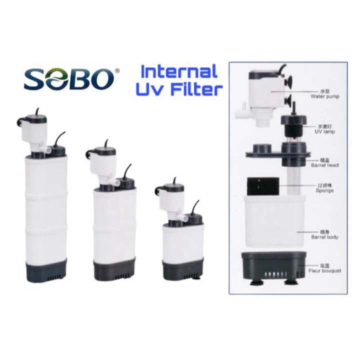 New SOBO Internal UV Filter AQ Series Remove Algae / Remove Green Water / Maintain Clear Water ...