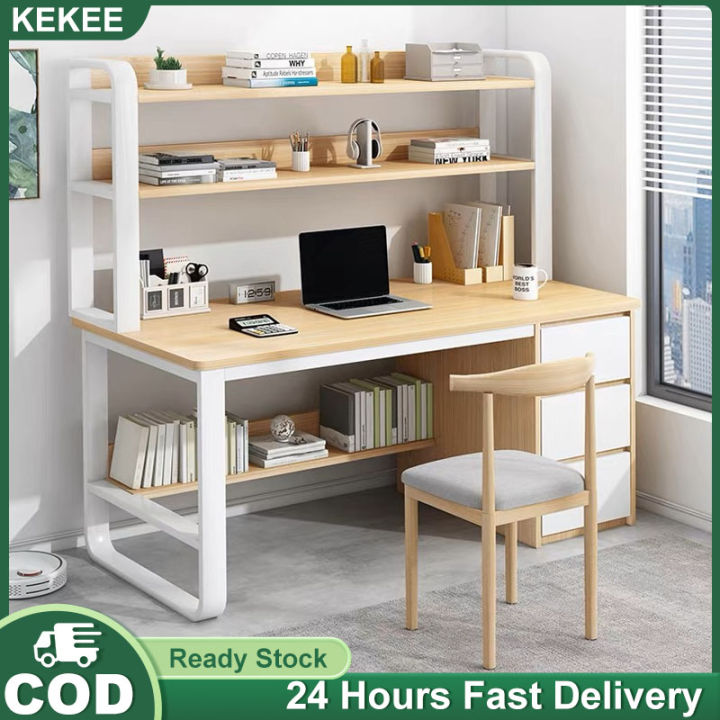 KEKEE Modern Computer Study Desk With Book Shelf Storage Rack Office ...