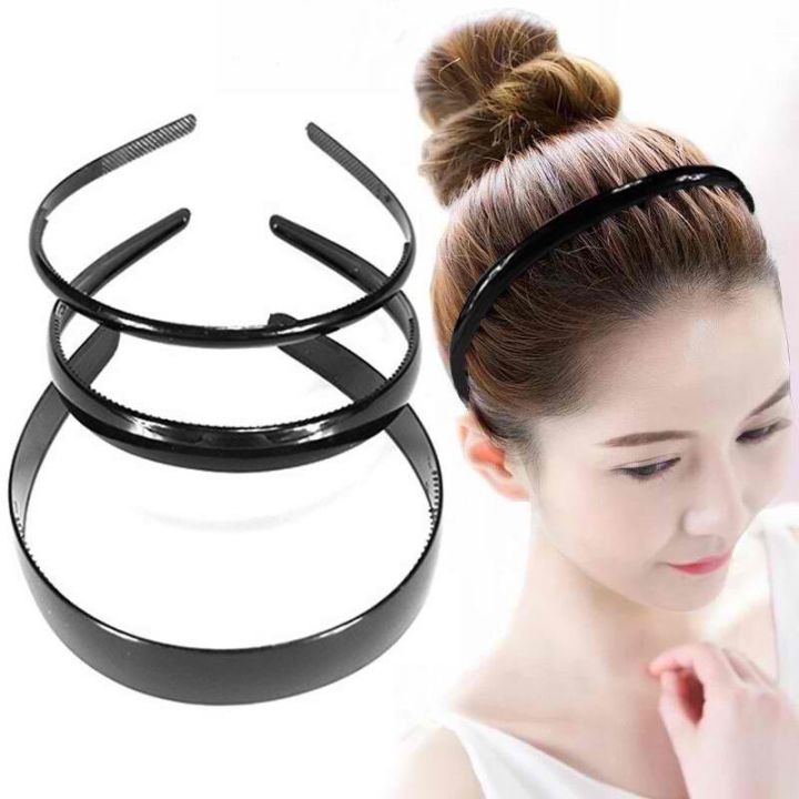 [12pcs]Bright black headband plastic plain black headband | Lazada PH