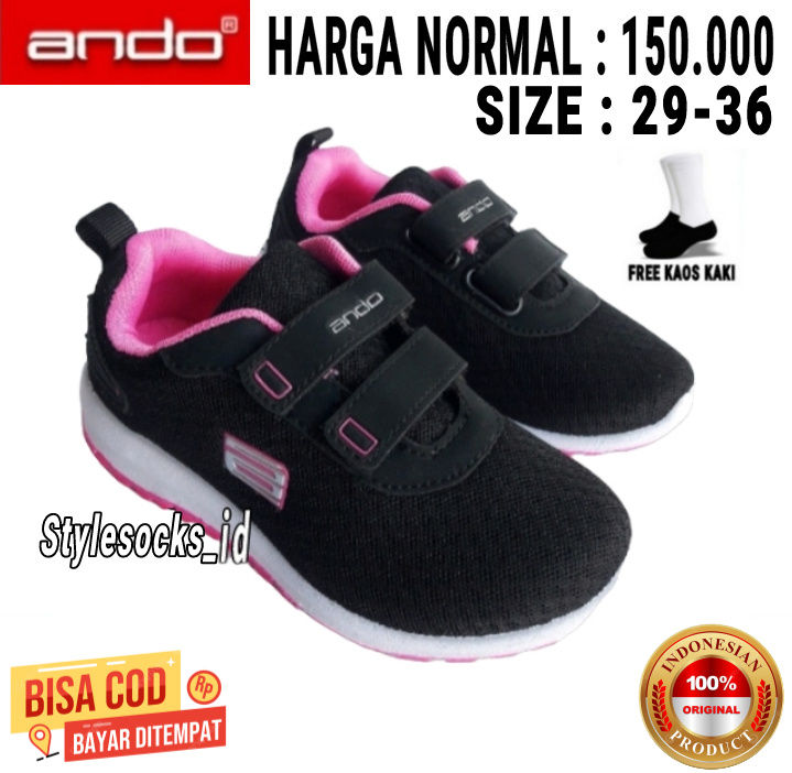 SEPATU ANDO ANAK PEREMPUAN HITAM PINK / SEPATU ANDO HITAM FUCIA ANAK ...