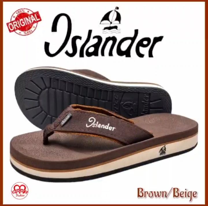 Islander 'Brown/Beige' Men's non-slip rubber soles 100% Authentic and ...