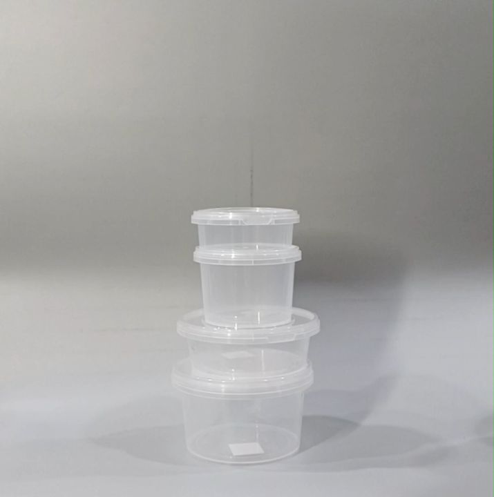 FUHO 10 pcs. per pack Clear Plastic Food Bucket with Lid Sizes 8oz to ...