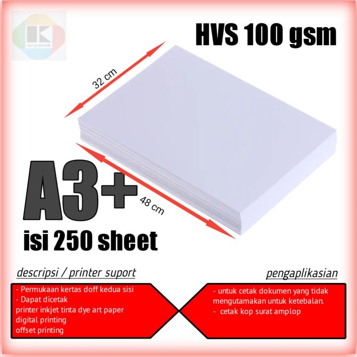 kertas HVS 100 gsm isi 250 lembar ukuran A3 + plus 32 cm x 48cm isi 250 sheet | Lazada Indonesia