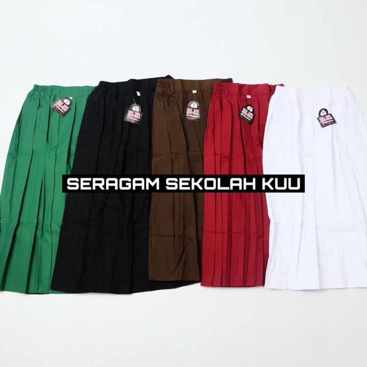 ROK PANJANG Sekolah SD Rok Rempel Perempuan Seragam Sekolah SD MI MERAH PUTIH HITAM HIJAU ...