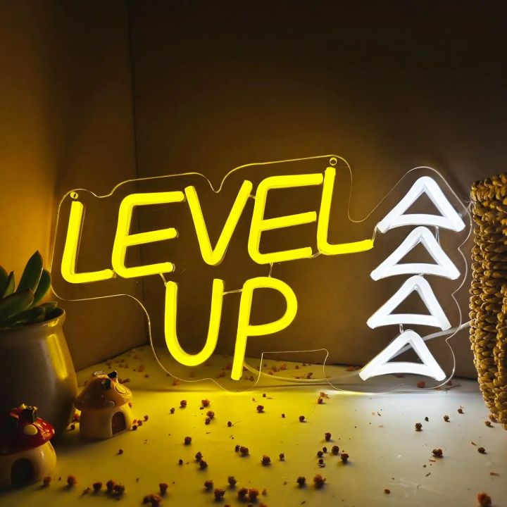 LEVELUP Neon Sign Led Wall Decor Man Cave Neon Light Up Signs Wall Art for Home Room Bar Bedroom ...