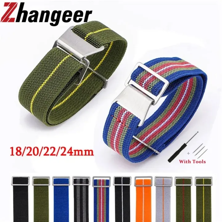 Zhangeer Dây đeo đồng hồ bằng ni lông đàn hồi 18mm 20mm 22mm 24mm cho ...