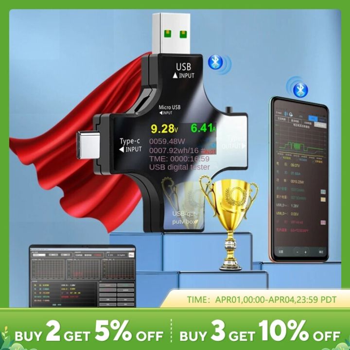 USB Tester DC Type-C PD Digital Voltmeter Amper Voltage Current Monitor ...