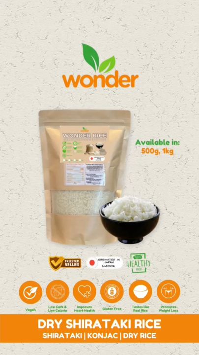 Wonder Health | Dried Shirataki Rice | Low Carb | Good Source of Fiber ...