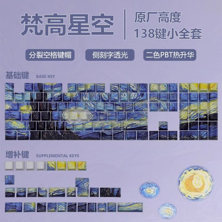 【Keycap Only】Van Gogh The Starry Night Keycap Side Engraved Shine ...