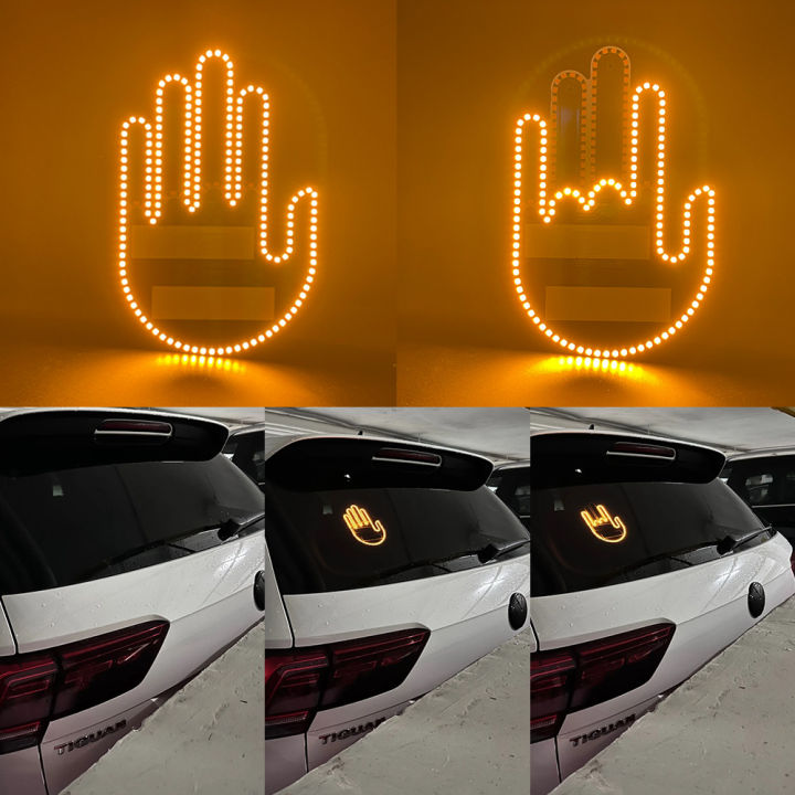 New LED Illuminated Gesture Light Car Finger Light With Remote Road ...
