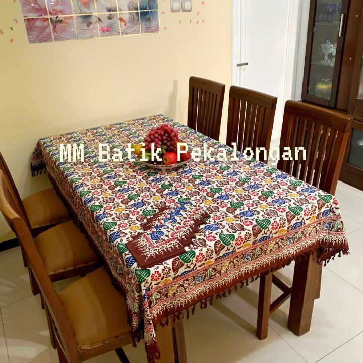 Taplak Meja Makan Batik 6 Kursi Batik Cap Motif Cocoan | Lazada Indonesia